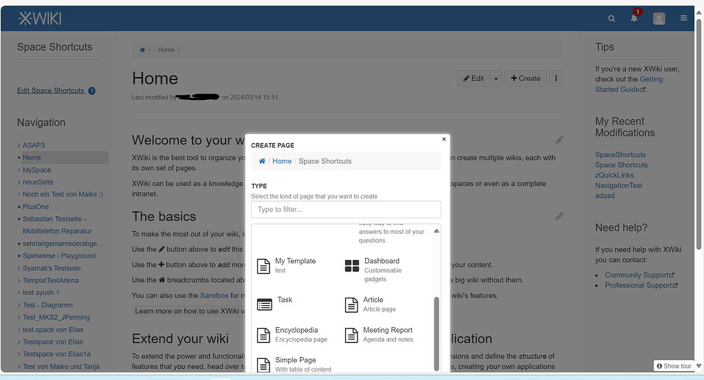 Interface sometimes cut off when creating pages through links - Help / Discuss - XWiki Forum