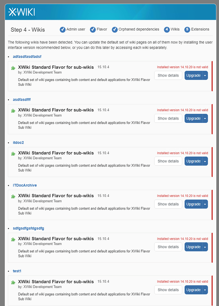 Possible to upgrade all sub-wikis at once - Help / Discuss - XWiki Forum