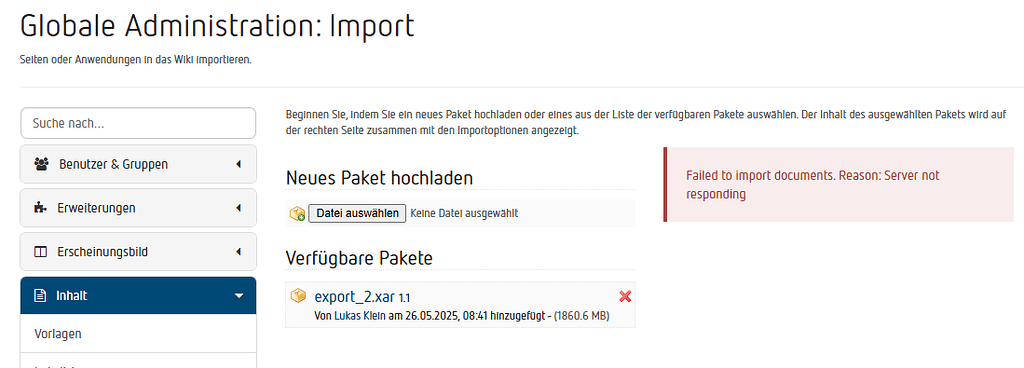 Issue migrating Wiki content - Help / Discuss - XWiki Forum