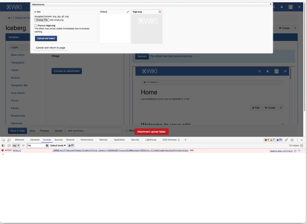 Logo image file upload failing - Help / Discuss - XWiki Forum
