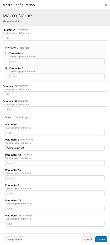 Macro parameter order in Macro config UI - Development - XWiki Forum