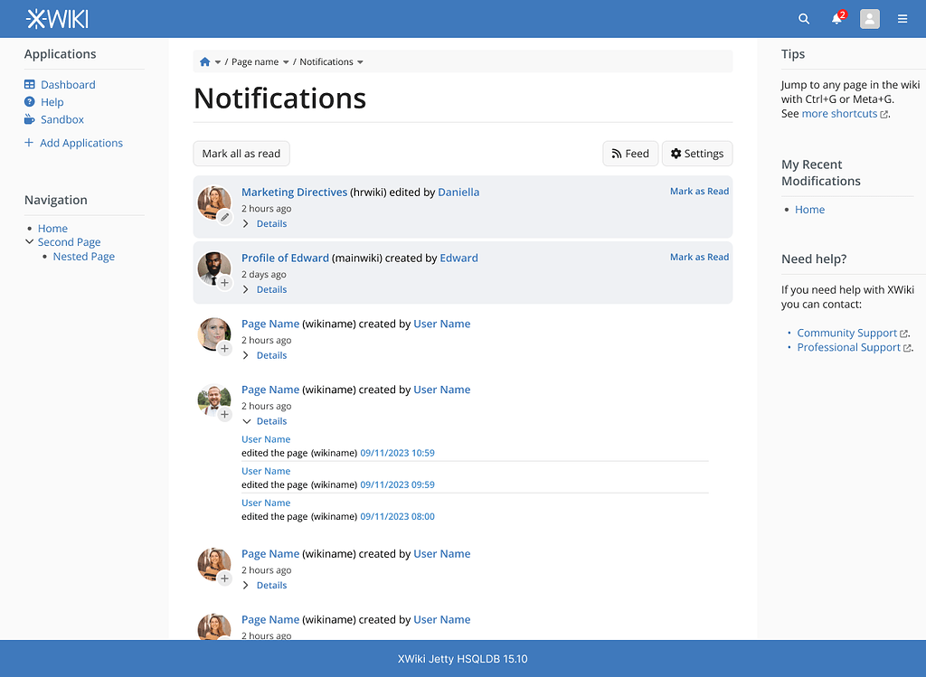 Notification Inbox - Development - XWiki Forum